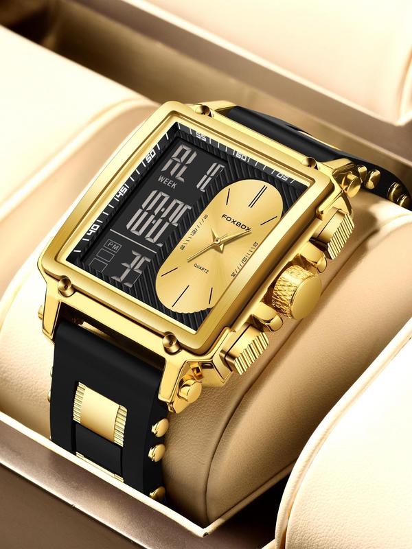 Men's Casual Fashion Square Dial Digital Analog Quartz Watch, Fashion ...