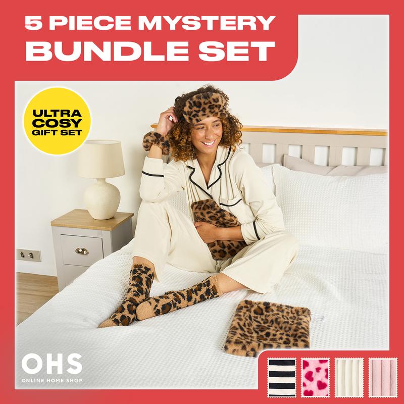OHS 5 Piece Bundle Gift Set Soft Winter Warm Cosy Plush Fleece Hot ...
