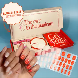 Glaize Stick-On Gel Mani - 22 Nails (11 Sizes) | Free Starter Kit, Easy ...