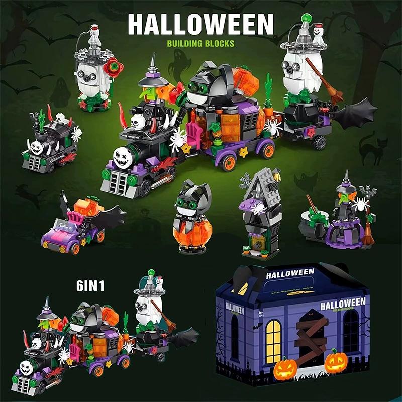 Ghost Train Halloween Building Set, 6 Interactive Ghost Trains (601 ...