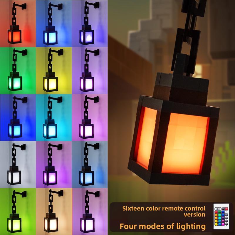 Minecraft Game Pixel Lantern Night Light, 16 Color LED Wall-Mounted ...