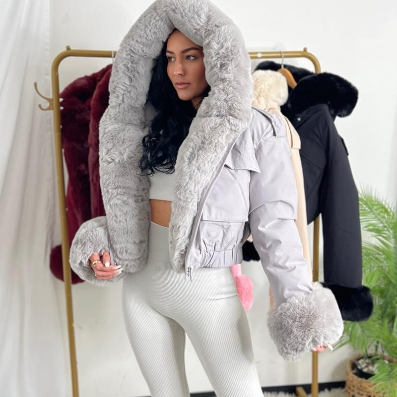 Quiz Stone Faux Fur Bomber Jacket fashion coat - TikTok Shop UK