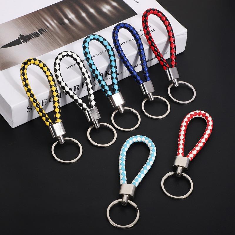 Creative handwoven PU leather rope key chain Accessories Leather key ...