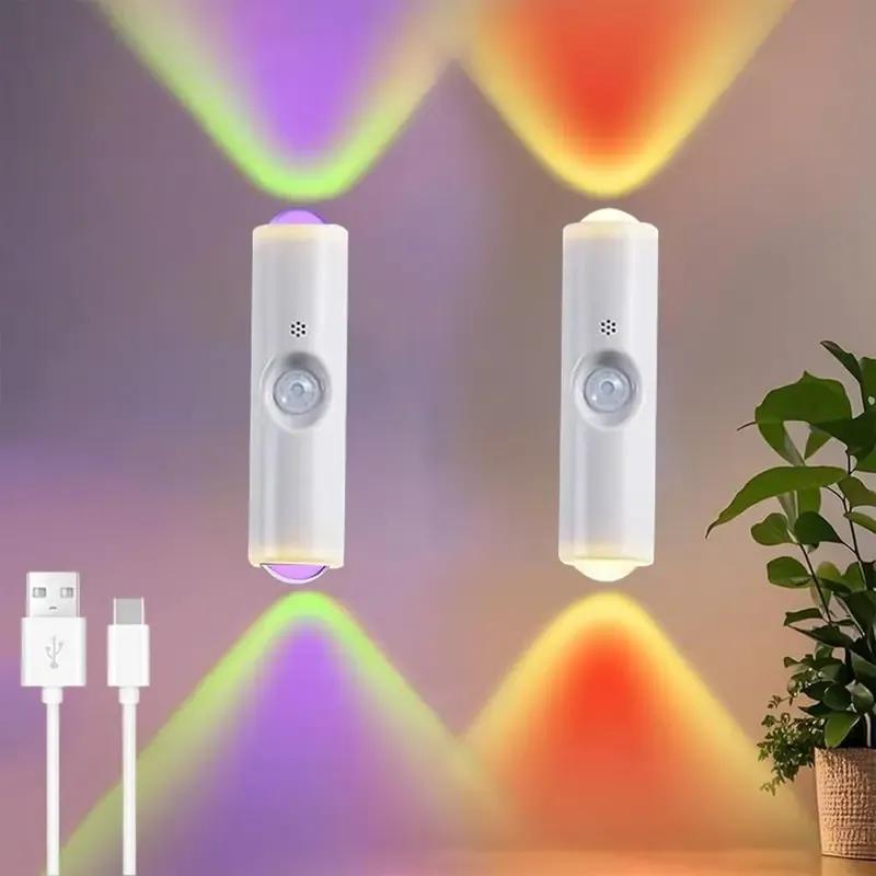 2 Pack LED Motion Sensor Night Light, Magnetic Wall Lamp, RGB Color ...