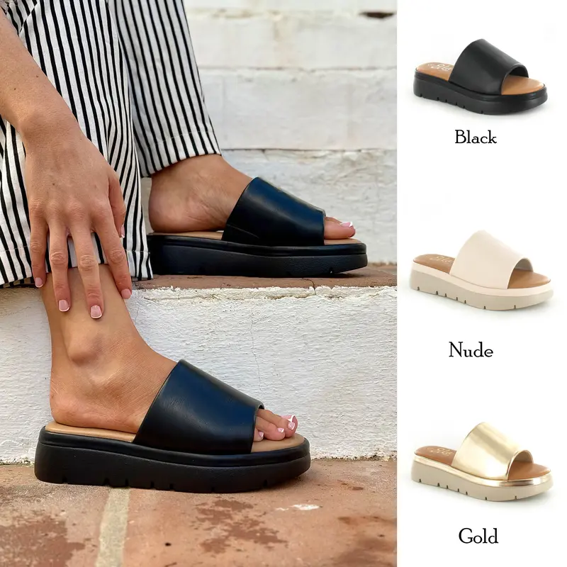 Oofos Clogs Genuine Leather Platform Clogs For Women - Memory Foam Arch ...