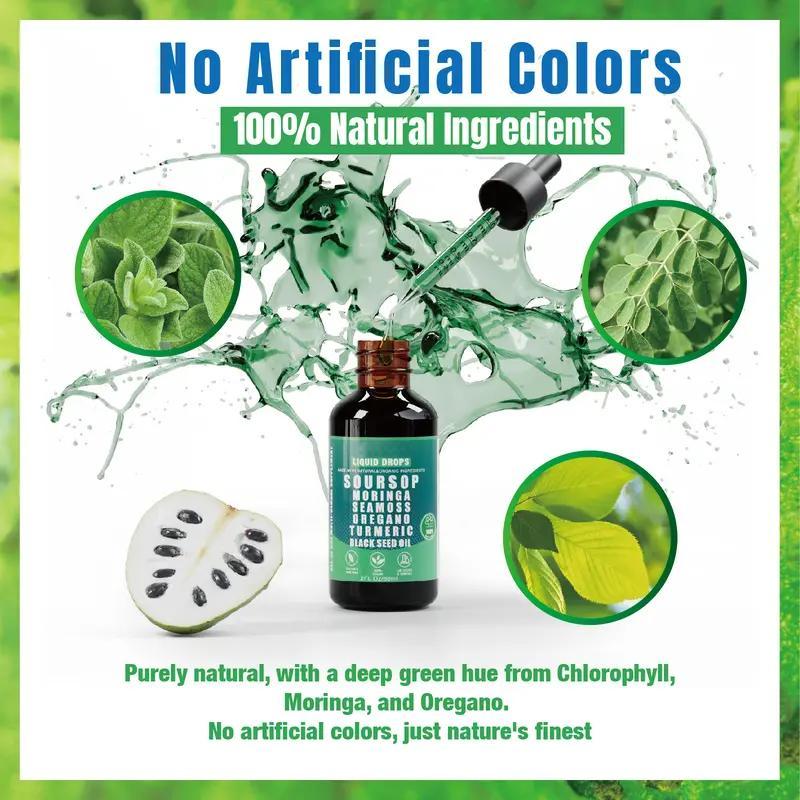 10-in-1 Soursop Liquid Drops Extract with Nori Moringa Black Cumin Seed ...