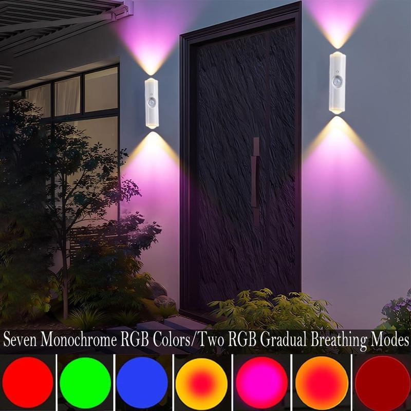 2 Pack LED Motion Sensor Night Light, Magnetic Wall Lamp, RGB Color ...