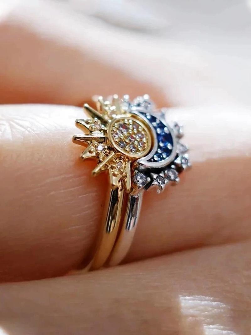 Sun Moon Bracelet Set Stackable Bracelet for Women Men Sparkling Gold ...