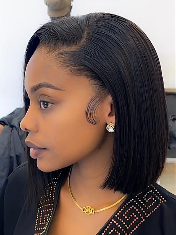 13x4 Lace Front SDD Blunt Cut Bob Wig, 250% Density Pre-Plucked ...