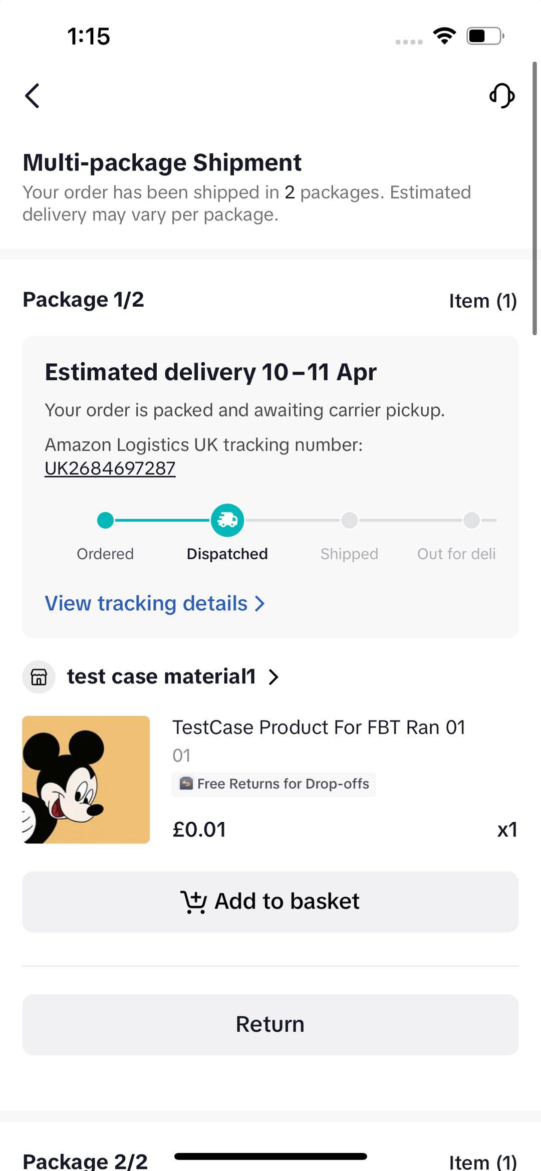 Number of packages in the order Items in each package Tracking numbers ...